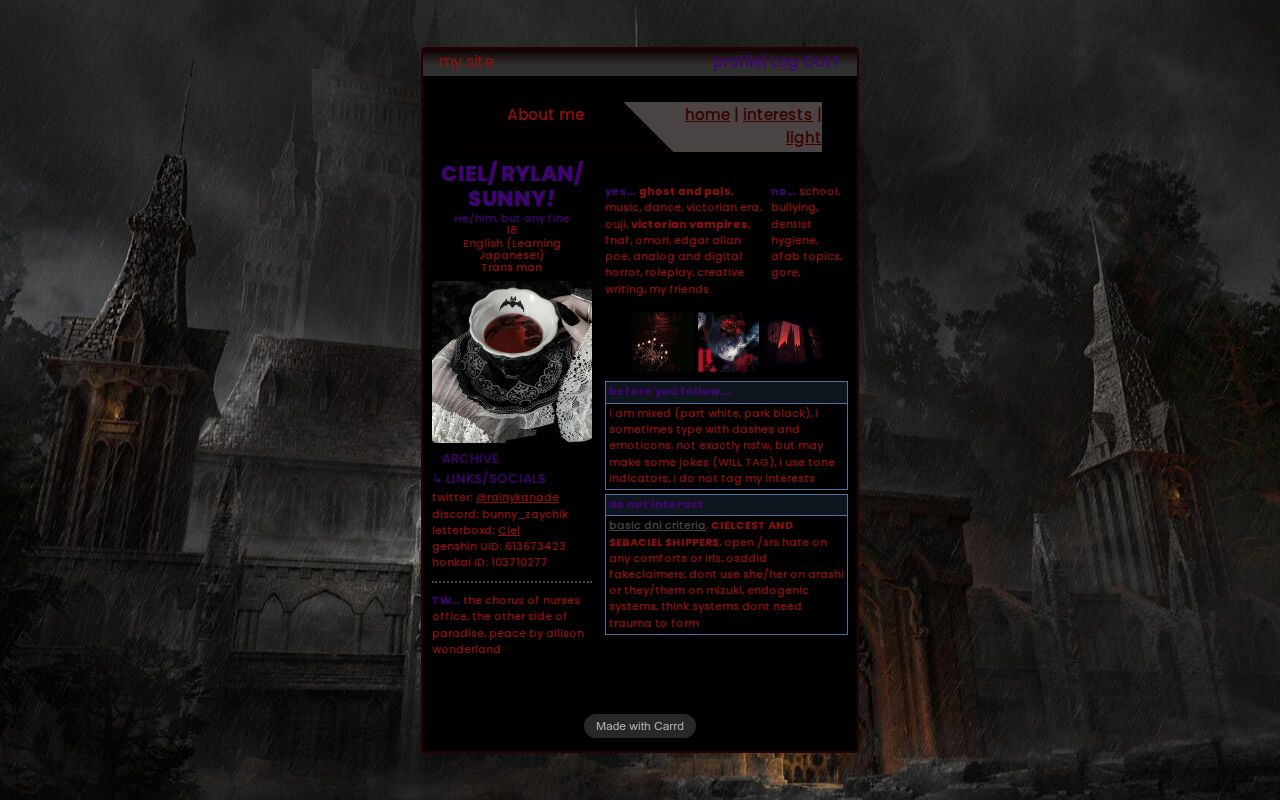 Ciel/ Vanitazai's carrd!